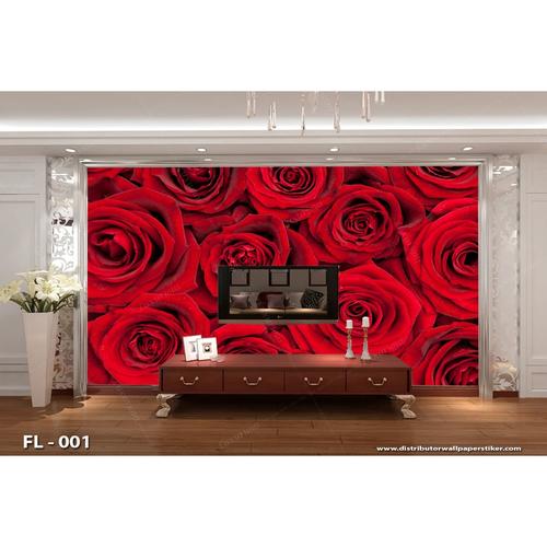 Jual 3D Wallpaper Custom | Sticker Bunga mawar merah pink putih - FL ...