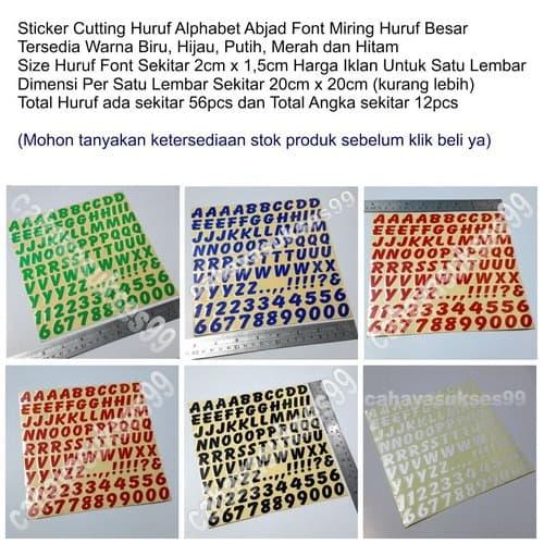 Jual Sticker Huruf Alphabet Abjad Merah Biru Putih Hitam Hijau Font ...