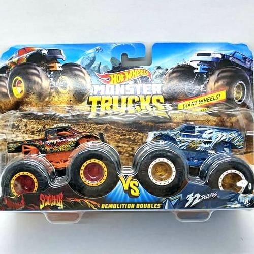 Jual Monster Trucks Hot Wheels Scorcher & 32 Degrees demolition double ...