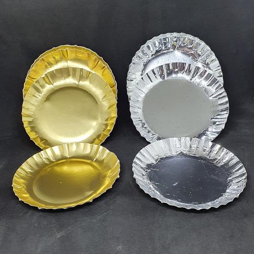 Jual Piring kue kertas emas / gold & perak / silver / paper plate bulat - perak silver - Jakarta ...