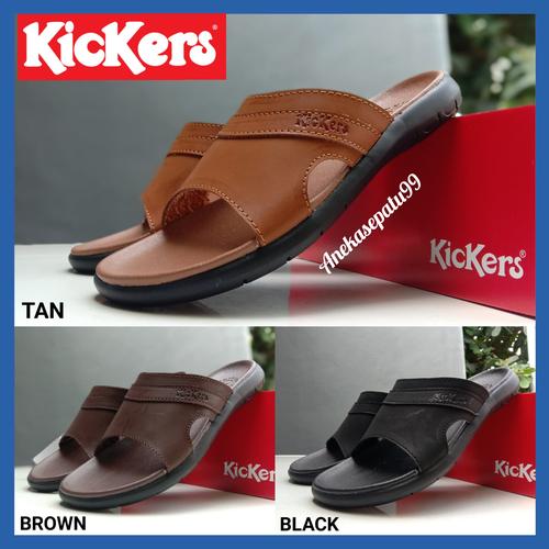 Jual Sendal Pria Kickers. Sandal Kulit Asli. Sandal Selop Cowok Formal ...