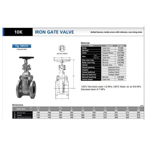 Jual Gate Valve Kitz 6 inch 10K / 6” 10 K ( Fchi ) Cast iron - Original - Jakarta Barat ...