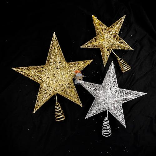 Jual Hiasan Pohon Natal Topper Bintang Natal Besi Spiral - Besi 3D Gold ...