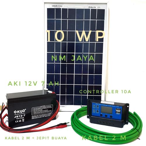 Jual Paket Hemat Solar Panel 10WP, Solar Controller 10A dan Aki 12 V 7 ...