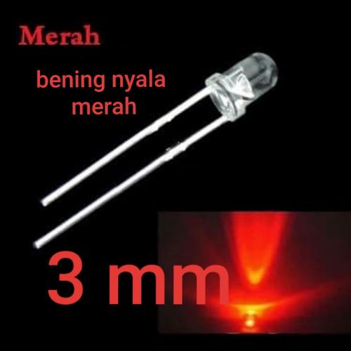 Jual 3mm lampu led bening nyala merah red 3mm 3 mm - Kab. Bekasi ...
