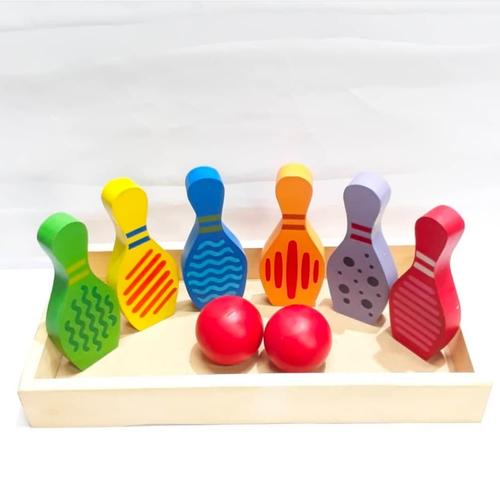 Jual Mainan Anak Kotak Bowling Kayu ~ Wooden Bowling Colourful Set Box ...