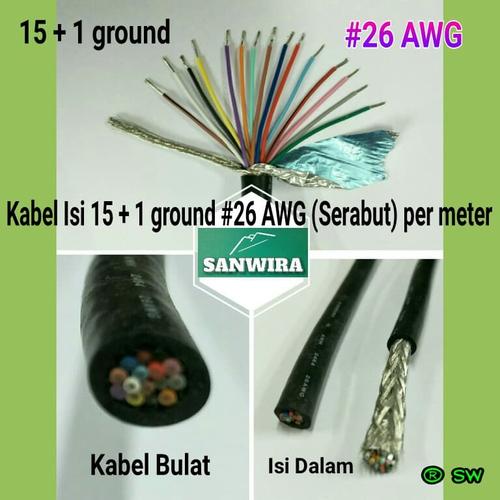 Jual Kabel Isi 15 + 1 ground #26 AWG (Serabut) Hitam Bulat per meter ...