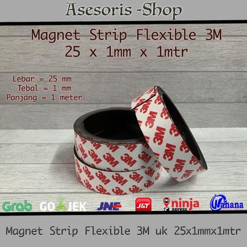 Jual Magnet 3M Flexible Magnet Strip 3M Stiker 25mm x 1mm x 1meter ...