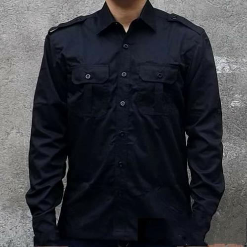 Jual Kemeja pdl hitam polos/kemeja lengan panjang/kemeja lapangan ...