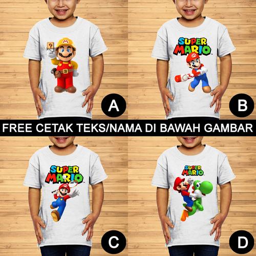 Jual Super Mario Bros dan Luigi Baju Kaos Anak dan Balita Custom Teks ...