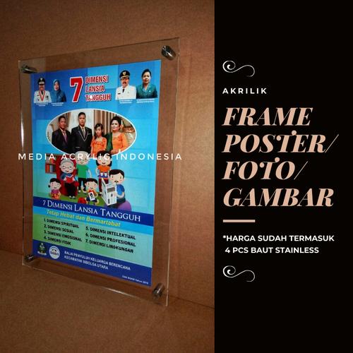 Jual A4 Akrilik Foto/Poster/Gambar Dinding INCLUDE 4 BAUT STAINLESS ...