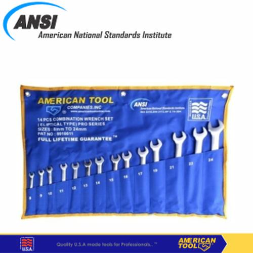 Promo Kunci Ring Pas Set 14Pcs 8~24mm Eliptical American Tool 8910011 ...