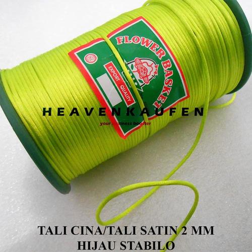 Jual Tali Cina / Tali Satin Cina 2 mm Hijau Stabilo Murah Meteran ...