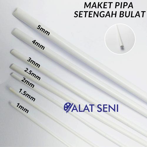 Jual MAKET Pipa Setengah Bulat PVC/Diorama ABS Half Stick-Batang 3mm ...