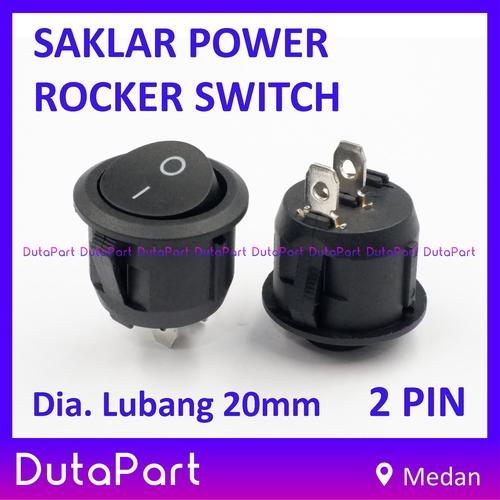 Jual Saklar Power Round Bulat Rocker Switch ON OFF Dia.20mm 2 PIN Kaki ...