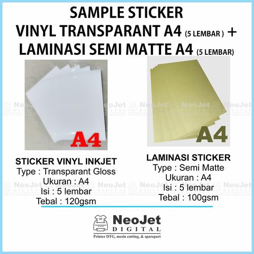 Jual Sample Sticker Vinyl Inkjet Transparan Glossy + Laminasi Semi ...
