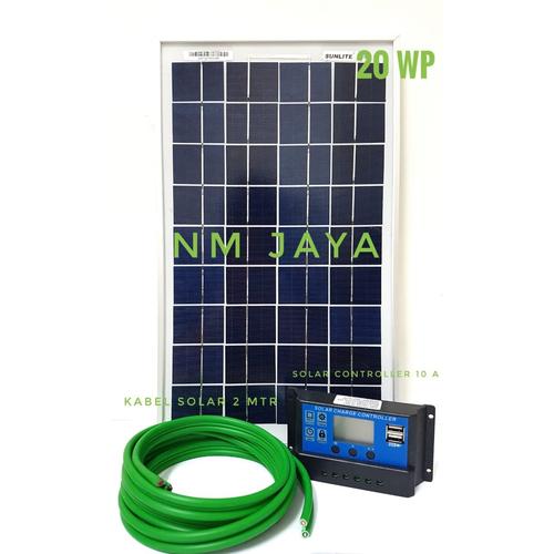 Jual Paket Solar Panel Surya 20WP, Solar Controller 10A dan kabel solar ...
