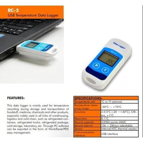 Jual Temperature Data Logger RC5 Alat Perekam Suhu Sekitar - Kab ...