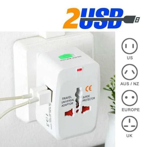 Jual Universal Travel Adaptor USB Charger Adaptor Colokan Stop Kontak ...