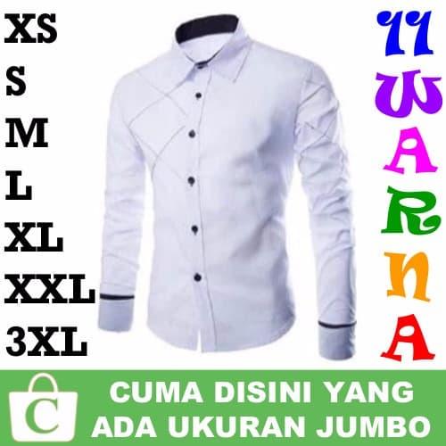 Jual Kemeja Pria Hem Cowok Kerja Jumbo Big Size Panjang Polos PUTIH X ...