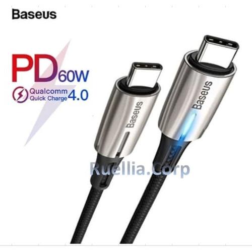 Jual BASEUS LED USB Type C to type C Nylon Data Cable 60 WATT QC 4.0 PD 3.0 - Kota Tangerang ...