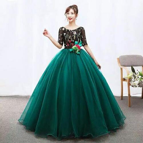 Jual Gaun Maxi Wanita Dengan Bahan Organza Berwarna Hijau - Kab ...