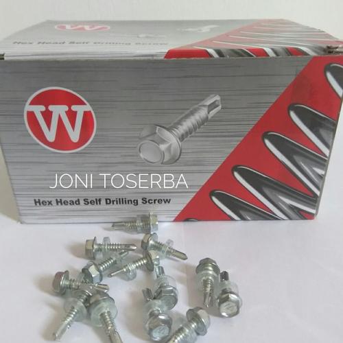 Jual Skrup Drilling Sekrup Hex Head Self Drilling 12 x 20 Putih 600 pcs ...
