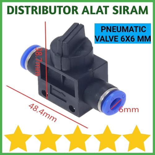 Jual FITTING PNEUMATIC HAND VALVE 6 X 6MM QUICK CONNECTOR KRAN SELANG ...