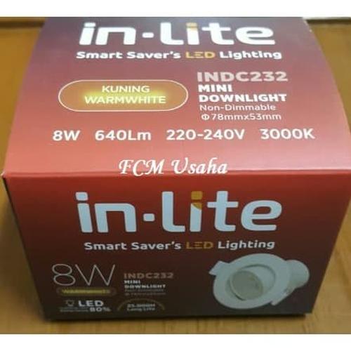 Jual Lampu INLITE Mini Downlight Tanam 8W WARM WHITE INDC232 Body Putih ...
