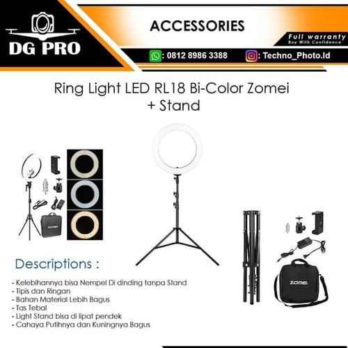 Jual Ring Light LED RL18 Bi-Color Zomei Ringlight 2 Warna Ringlite + Stand - Jakarta Pusat - DG ...