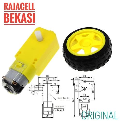Jual Motor DC Gearbox + Roda Besar Smart Car Balancing line follower ...