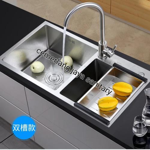 Promo Paket Komplit Kitchen Sink Stainless SUS 304 8245/Sink 2 lubang ...