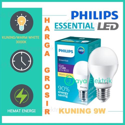 Jual PHILIPS Lampu LED Essential 9W Kuning - LED Ess 9 W Watt Warm ...