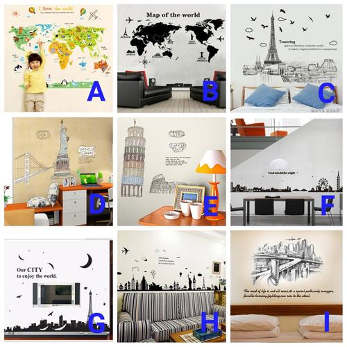 Jual VineMaple Stiker Dinding / Wall Sticker - Peta & Monumen / Map ...