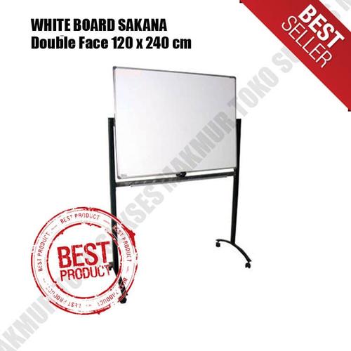 Jual Whiteboard SAKANA 120 x 240 cm White Board Kaki & Roda Double Face ...