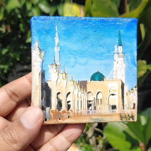 Jual INTERIOR lukisan masjid nabawi Madinah - kanvas mini asli lukis ...