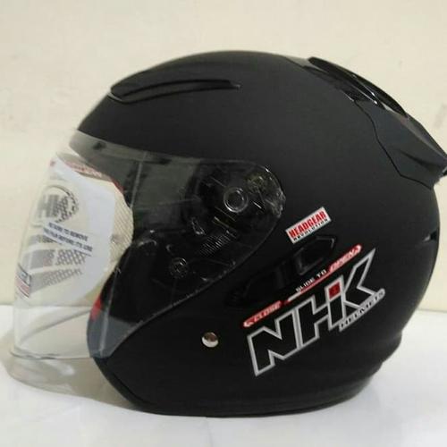 Jual HELM NHK R1 SOLID DOUBLE VISOR BLACK METALI DAN BLACK DOFF ...