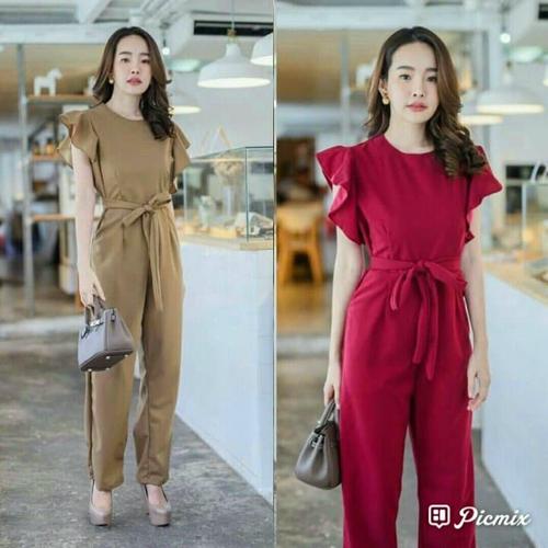 Jual es Jumpsuit 1180 moscrepe Merah Coksu Jumpsuit Panjang Wanita ...