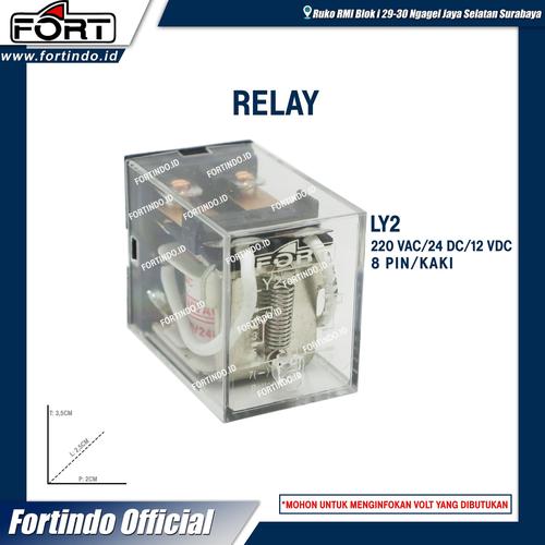 Jual Relay LY2 Coil 8 Pin Kaki 220VAC 24DC 12VDC Tanpa Indikator FORT ...