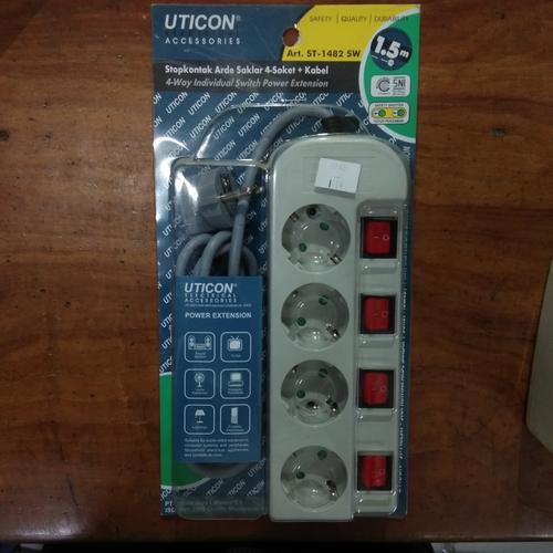 Jual Stop Kontak Uticon 4 Lubang ST-1482 SW/ StopKontak/ Colokan ...