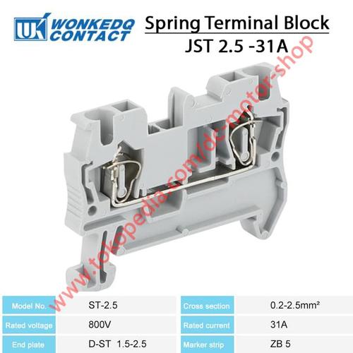 Jual Terminal Block Din Rail ST-2.5 ST2.5 Grey 2.5mm Spring Terminal ...