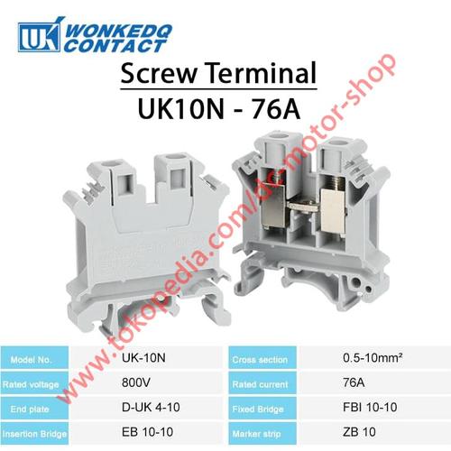 Jual Terminal Block Din Rail UK-10N UK10N Grey 10mm Screw Terminal ...