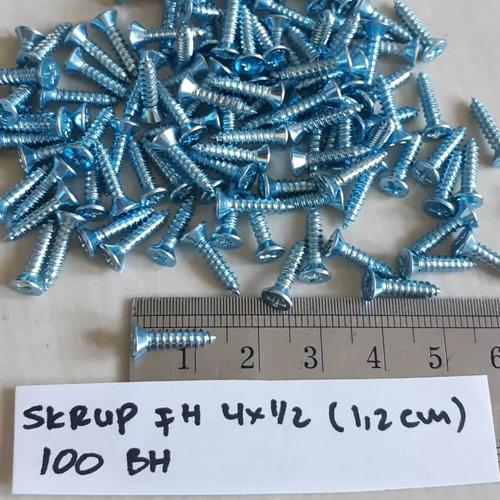 Jual Skrup Kepala Rata 4x1/2= 1,2 cm / Sekrup Taping FH 4 x 1/2 per 100 ...