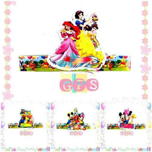 Jual 10 Buah Topi Ulang Tahun LINGKAR Princess Disney Mickey Minnie ...