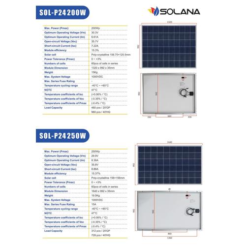 Jual SOLANA 250WP SOLAR PANEL/PV MODULE/SOLAR CELL POLY - Jakarta Barat - Master Power | Tokopedia