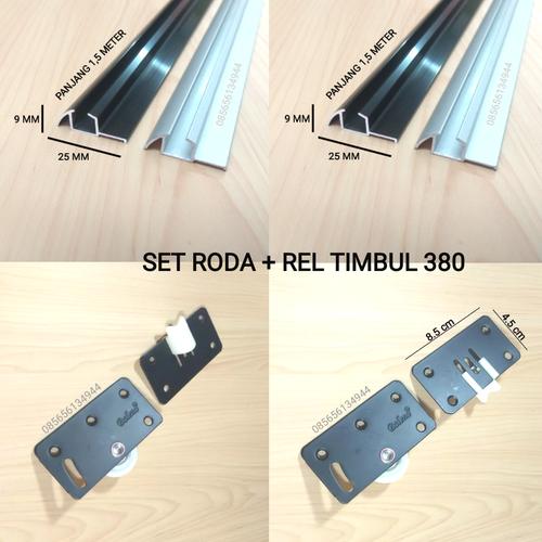 Jual Set Roda PLUS Rel Timbul 380 Pintu Lemari Sliding / Geser ( 1,5 Mtr ) - SILVER, SET REL ...