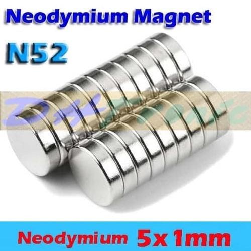 Jual Magnet Neodymium super kuat Silinder N52 ukuran 5x1mm Rare Magnet ...
