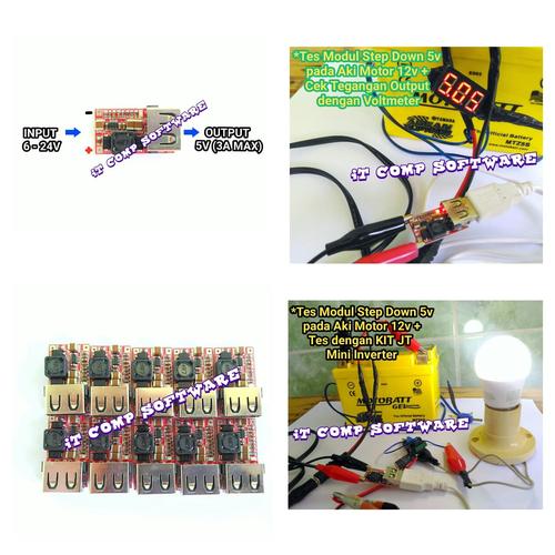 Jual USB 5V 3A Input DC 6-24V Step Down Module Buat KIT JT Mini ...