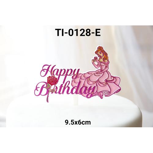 Jual TI-0128-E Cake topper happy birthday belle beauty and the beast ...