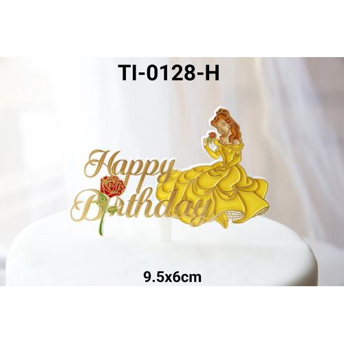 Jual TI-0128-H Cake topper happy birthday belle beauty and the beast ...